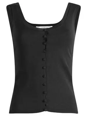 Gimaguas Oscar Button-front Ribbed Knit Tank - Black