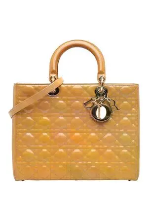 Dior 2012 Large Patent Cannage Lady Satchel - Neutrals