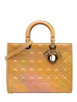Dior Christian Dior 2012 Large Patent Cannage Lady Dior Satchel Neutrals
