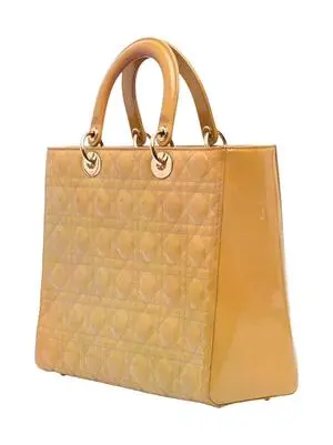 Dior Christian Dior 2012 Large Patent Cannage Lady Dior Satchel Neutrals