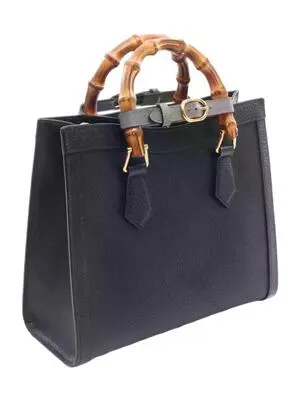 Gucci 2016-2026 Medium Calfskin Bamboo Diana Satchel - Black
