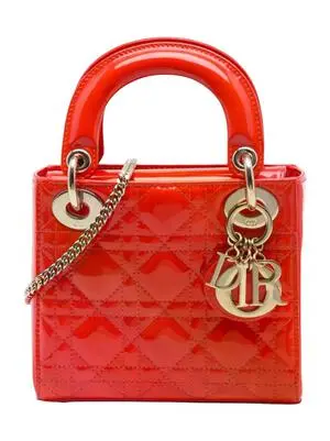 Dior Mini Patent Cannage Lady Satchel - Orange