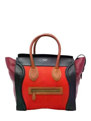 Celine Celine Mini Multicolor Canvas And Leather Luggage Tote Bag Red
