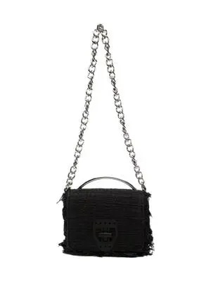 MSGM Bouclé Frayed-edge Mini Shoulder Bag - Black
