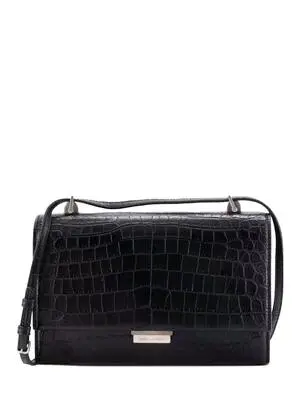 Saint Laurent Babylone Crocodile Embossed Leather Small Crossbody Bag - Black