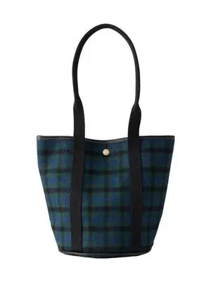 Rue De Verneuil Bucket Leather And Webbing-trimmed Canvas Tote - Blue