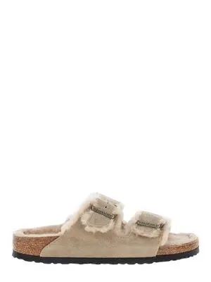 BIRKENSTOCK Arizona Shearling Sandals - Beige