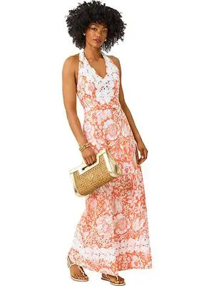 Lilly Pulitzer® Belinda Halter Maxi Dress - Sunset Orange Budding Romance
