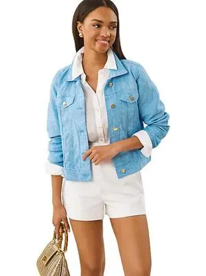 Lilly Pulitzer® Seaspray Linen Jacket - Blue/white