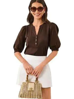 Lilly Pulitzer® Ronson Knit Top With Puff Sleeves - Coco Beach
