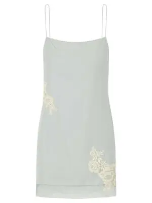 SIR. Noria Lace-trimmed Silk Crepe De Chine Mini Dress - Light Blue