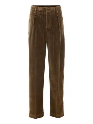 Etro Velvet Pants With Pegaso Buttons - Brown