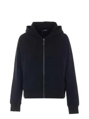 Max Mara Embroidered Logo Zip-up Hoodie - Black