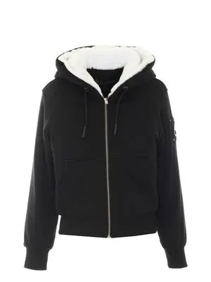 Moose Knuckles Classic Bunny Zip Hoodie With Shearling Detail - Black