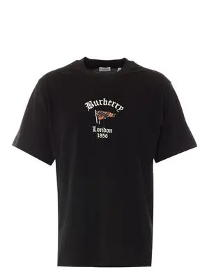 Burberry T-shirt With Check Flag - Black