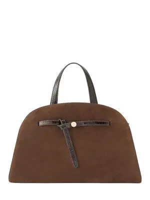 Tory Burch Romy Bauletto Suede Tote With Leather Trim - Brown