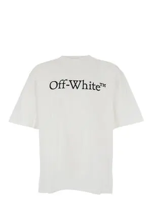 Off-White Oversized T-shirt With Contrast Logo Lettering Print In Cotton For - White