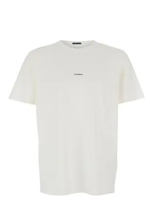 C.P. COMPANY C.P. Company Men White Crewneck T-Shirt With Logo Lettering On The Front In Cotton Man Multicolor