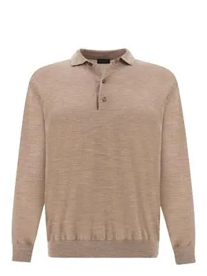 Paul & Shark Polo Shirt In 140's Superfine Merino Wool - Humus