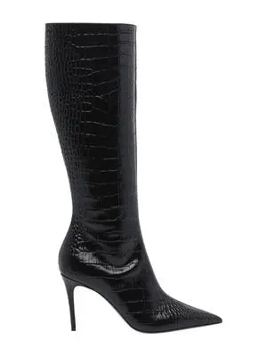 Paris Texas Crocodile Effect Knee-high Stiletto Boots - Brown