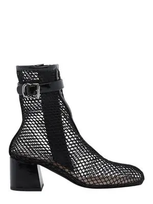 Alaïa Mesh Detail Block Heel Ankle Boots - Black