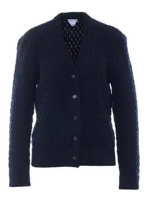 Bottega Veneta Intrecciato Wool Cardigan - Blue