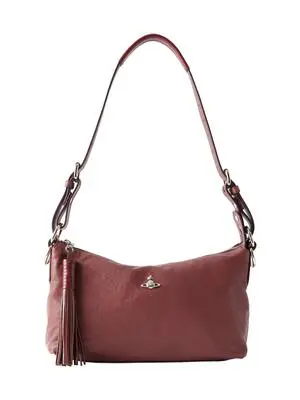VIVIENNE WESTWOOD Emma Orb-detailed Leather Shoulder Bag - Brown