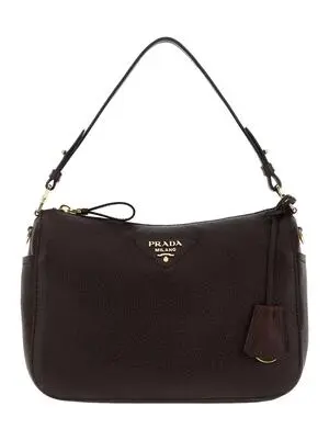 Prada Dark Leather Medium Shoulder Bag - Brown