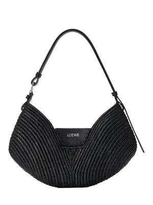 Loewe Paula's Ibiza-swing Raffia And Leather Shoulder Bag - Black
