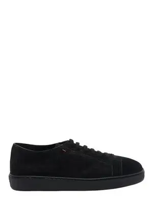 SANTONI Santoni Black Suede Lace-Up Sneakers