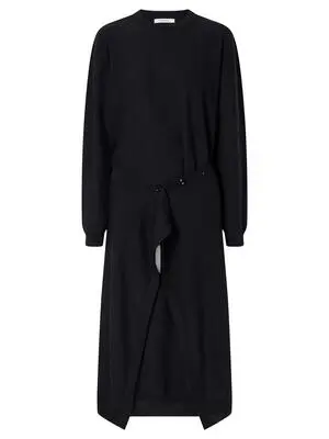 LEMAIRE Buttoned Wool-blend Knitted Midi Dress - Black