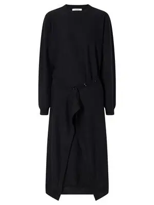 LEMAIRE Buttoned Wool-blend Knitted Midi Dress - Black