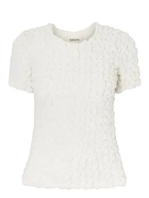 Khaite Polly Ruched Silk-chiffon Top - White