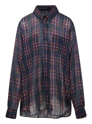 Dries Van Noten Dries Van Noten Plaid Long Sleeve Shirt Blue