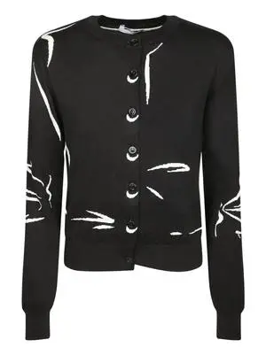 MOSCHINO Moschino Single-Breasted Knit Cardigan With Abstract Pattern