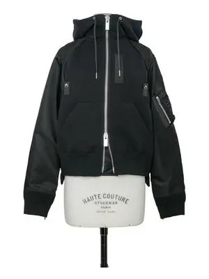 Sacai Sponge Sweat Bomber Hoodie - Black