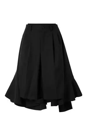 Comme Des Garçons Wide-leg Twill Ruffled Shorts - Black