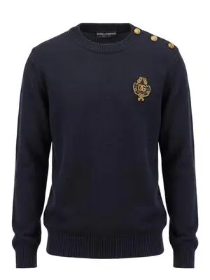 Dolce & Gabbana Crew Neck Long Sleeve Knitwear - Black
