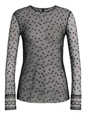 ALBERTA FERRETTI Alberta Ferretti Black Floral-Embroidered Mesh Top