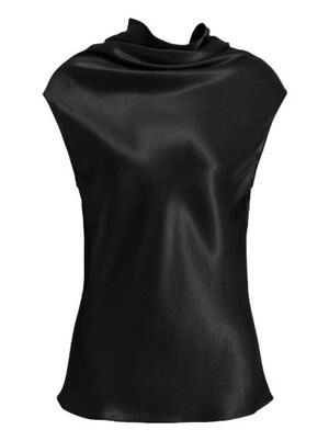 Alberta Ferretti Alberta Ferretti Sleeveless Satin Top With Fluid Neckline Black