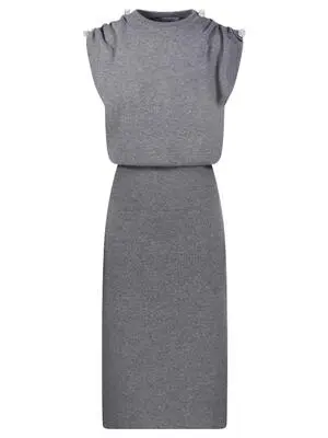 Giuseppe Di Morabito Embellished Knitted Midi Dress - Grey