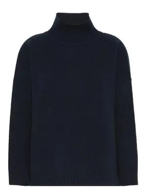 Max Mara Wool Knit Turtleneck Jumper - Navy Blue