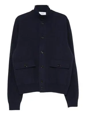 LARDINI Ribbed-knit Panelled Jacket - Black