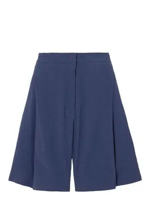 Tove Pleated Linen-blend Shorts - Blue