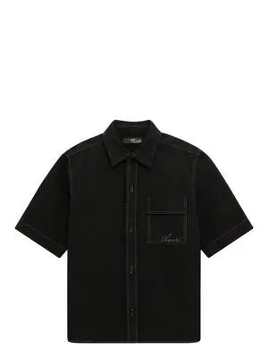 Amiri Script Linen Short-sleeve Shirt - Black