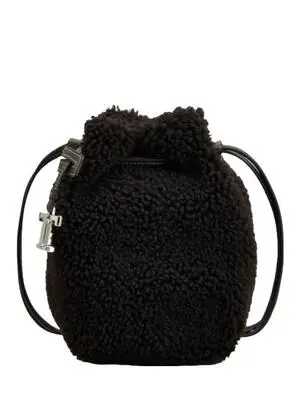TOD'S Micro Shearling Bucket Bag - Brown