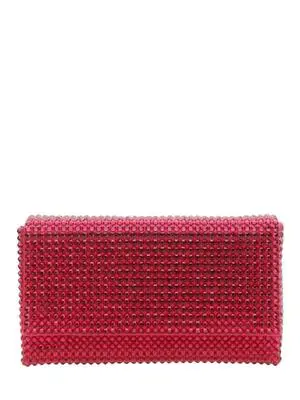 Amina Muaddi Ruby Crystal Embellished Logo Clutch - Red
