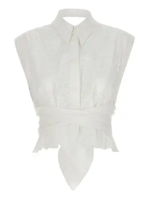 PHILOSOPHY DI LORENZO SERAFINI Philosophy Di Lorenzo Serafini Openwork Shirt Collar Top With Waist Tie