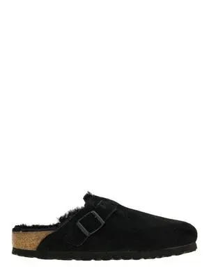 BIRKENSTOCK Round Toe Buckled Slipper - Black