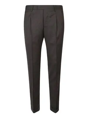 PT TORINO Virgin Wool Blend Straight-leg Trousers - Medium Brown